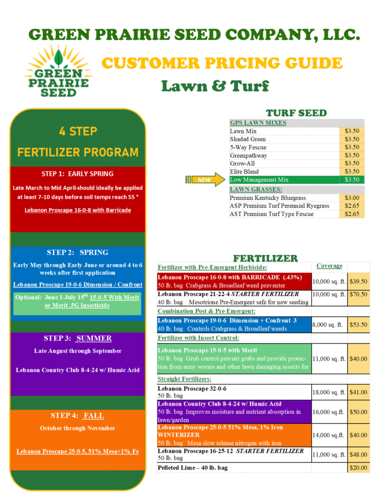 Customer Pricing Guide - Green Prairie Seed